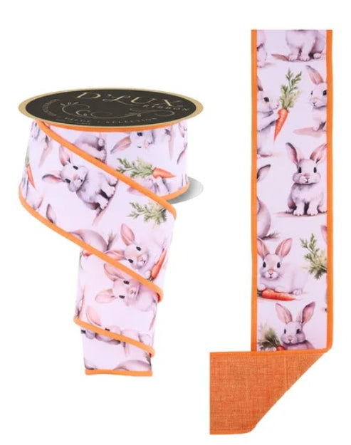 2.5" X 10Yd Wired Deluxe Ribbon-Rabbits/Carrots/Fused-LX12185W ...