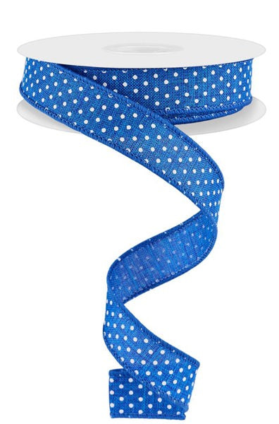 7/8" x 10yd Wired Ribbon-Raised Swiss Dots-Royal Blue/White-RG0765125 ...